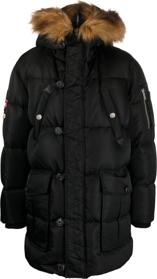 DSQUARED2 Logo-Patch Padded Coat - ShopStyle