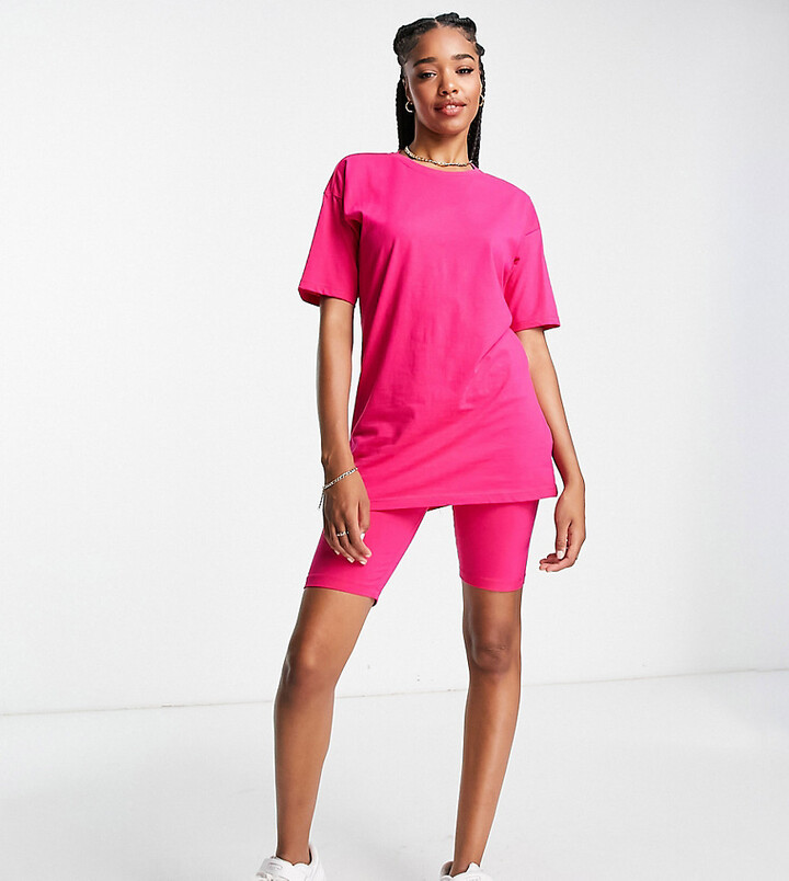 Threadbare Tall Chloe shorts and oversized t-shirt co-ord in pink ...