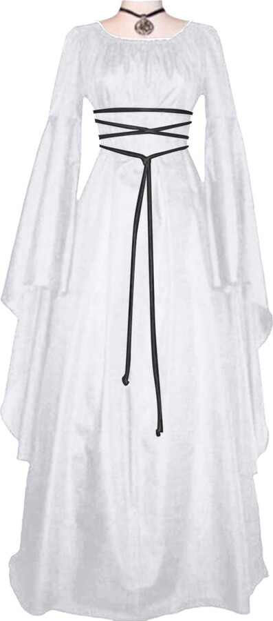 Iuyhau Renaissance Corset Maxi Dress for Women Medieval Victorian ...