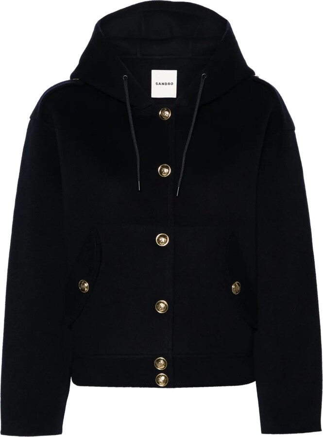 Sandro Hooded Wool Bomber Jacket - ShopStyle