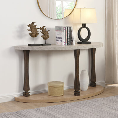 Charlton Home Sofa Table Wooden Semi-Circle/Half Moon Console Table ...