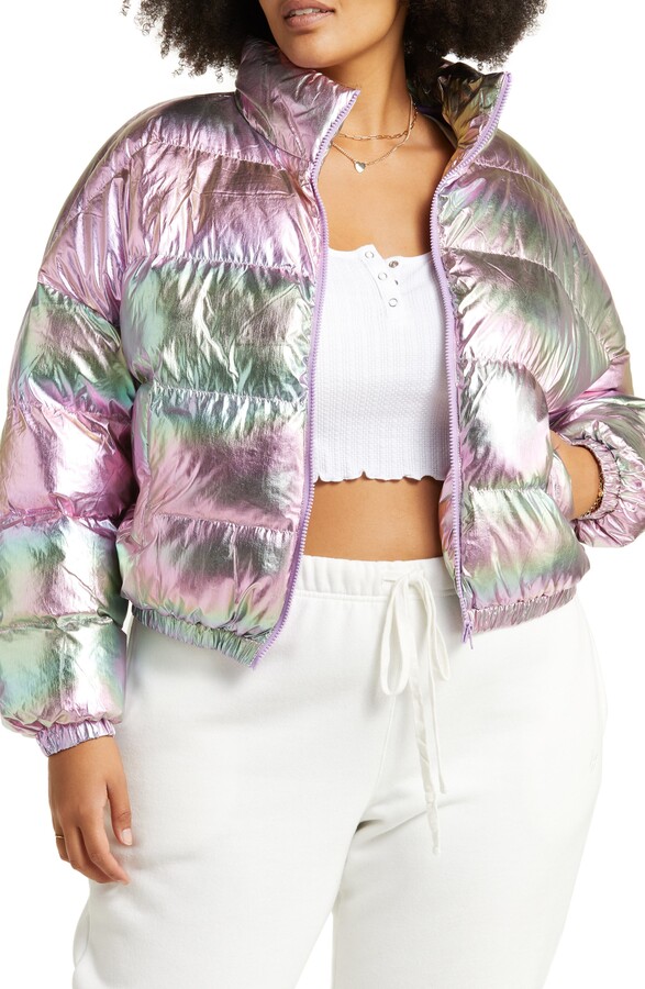 BP Holographic Puffer Jacket - ShopStyle Plus Size Outerwear