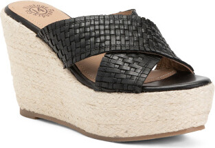 TJMAXX Leather Wedge Platform Sandals For Women - ShopStyle