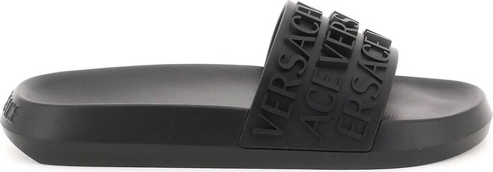 Versace Logo Lettering Slides - ShopStyle Flip Flop Sandals