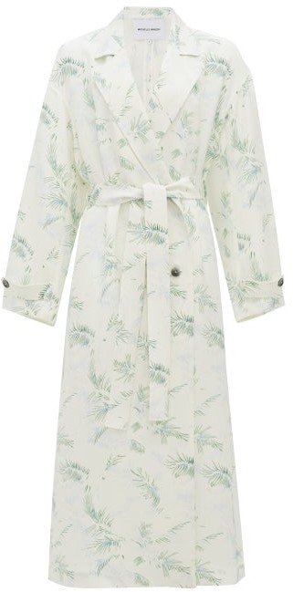 Michelle Waugh The Jany Double-breasted Fern-print Trench Coat - Green ...