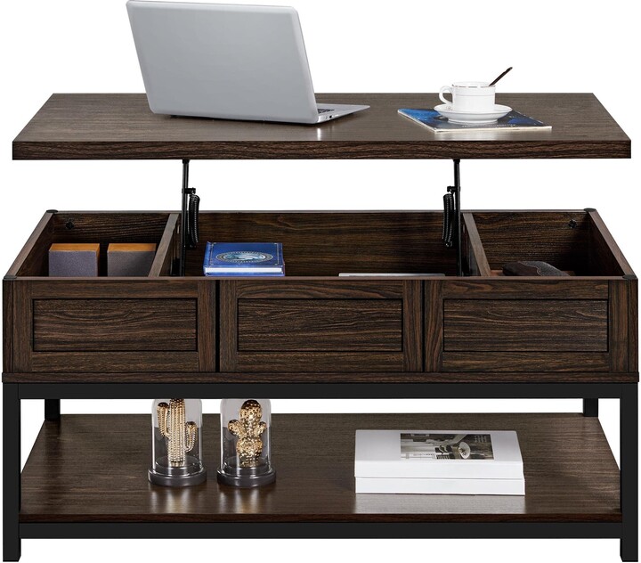 EPOWP Lift Top Coffee Table with Storage Compartments & Open Shelf, Pop ...