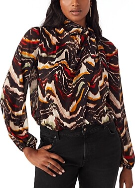 Female ba & sh Pops Funnel Neck Cropped Blouse - ShopStyle Tops