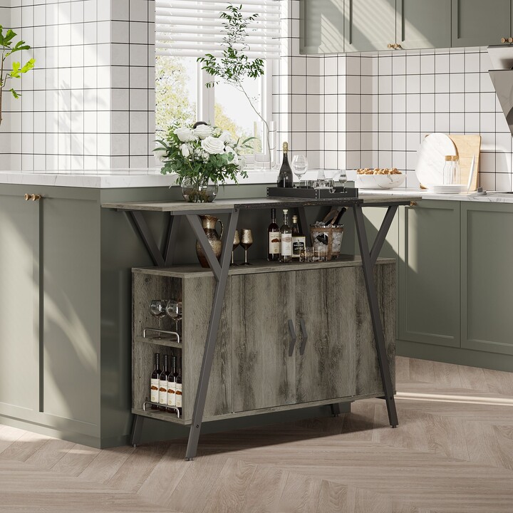 Bestier Kitchen Island Buffet Console Table with Storage Cabinet ...
