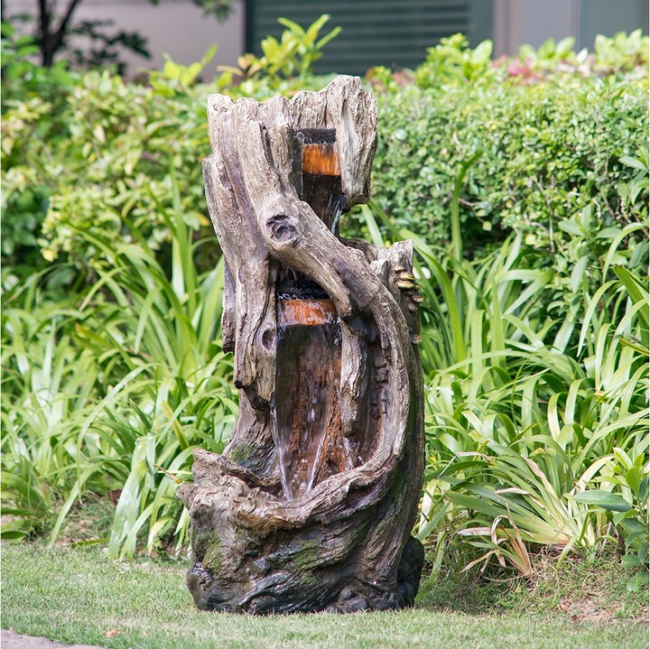 Simplie Fun 17.5x15.5x39.5" Indoor Outdoor Tree Trunk Fountain ...