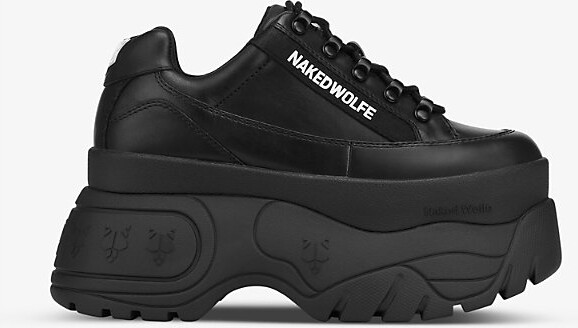 Sporty leather platform trainers - ShopStyle