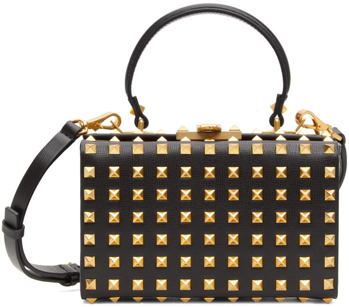 Valentino Garavani Black Rockstud Box Shoulder Bag - ShopStyle