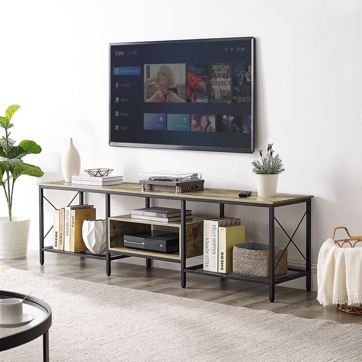 VECELO Large TV Console and TV Cabinet Industrial Entertainment Center ...