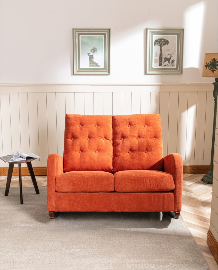 IGEMAN High Back Arm-sofa Fabric Upholstered Rocking Sofa Loveseat ...