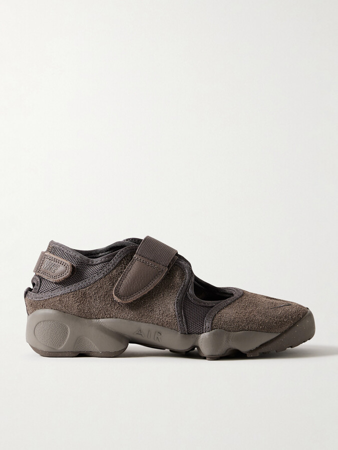 Nike Air Rift Split-toe Brushed-suede And Mesh Sneakers - Brown - ShopStyle