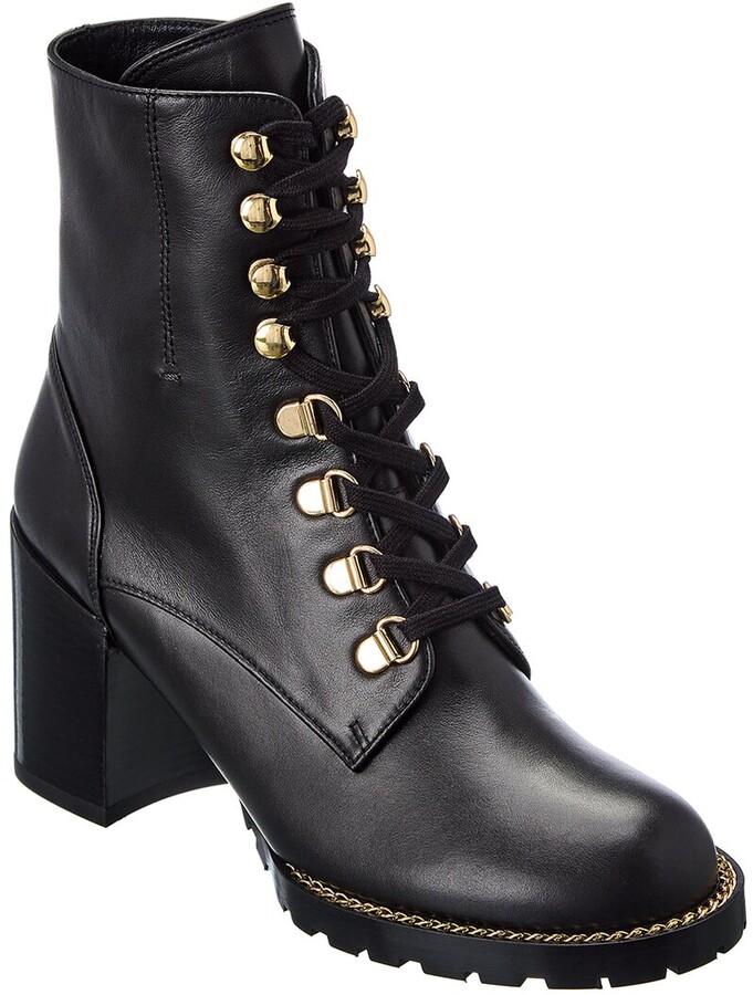 Stuart Weitzman Kolbie Block Leather Bootie - ShopStyle Shoes