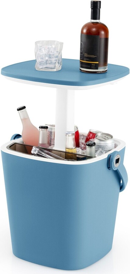 Costway 15L Outdoor Cool Bar Table Patio Cooler Side Table with Lift ...