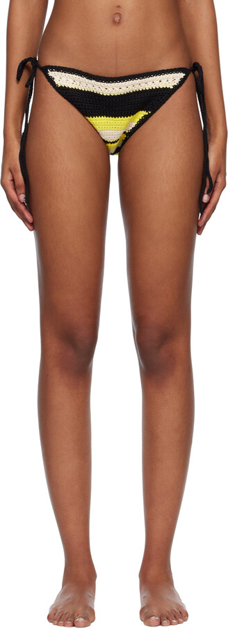 Ganni Black & Yellow String Bikini Bottoms - ShopStyle Two Piece Swimsuits