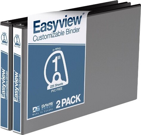 Easyview 2pk 1" Premium Angled D-Ring Binders 11x17" Black - ShopStyle ...