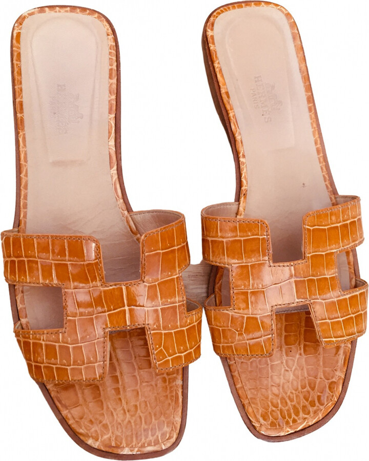 Hermes Oran crocodile mules - ShopStyle