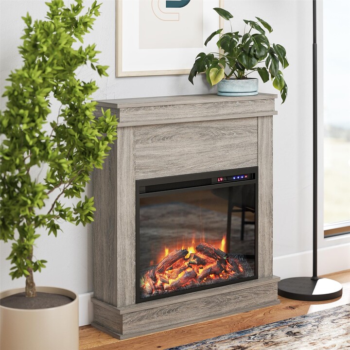 Ameriwood Home Melwood Electric Fireplace with Mantel & Touchscreen Display, Gray Oak - ShopStyle