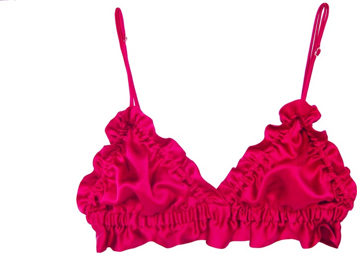 CREASE - Fuchsia Scalloped Silk Triangle Bra - ShopStyle