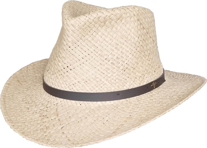 Generic Mens Handwoven Raffia Straw Cowboy Hat Wide Brimmed Fedora Sun ...