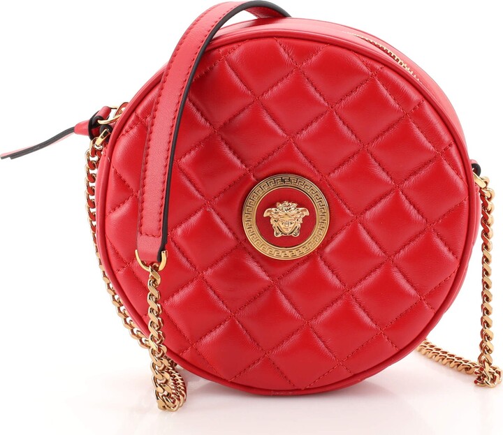 Versace La Medusa Round Camera Bag Quilted Leather Small - ShopStyle