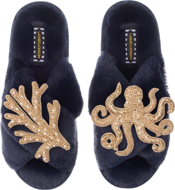 LAINES LONDON - Classic Laines Slippers With Double Artisan Gold Coral ...