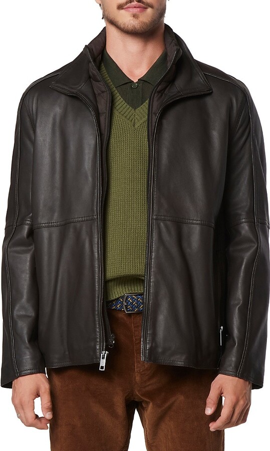 Andrew Marc Hartz 2-in-1 Lambskin Leather Bib Jacket - ShopStyle