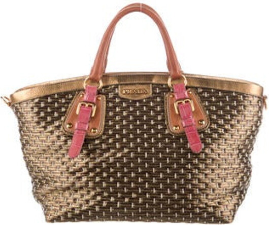 Prada Woven Raffia Tote Bag - ShopStyle