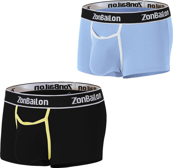 ZONBAILON Horizontal Fly Mens Underwear Comfy Boxer Briefs for Men ...