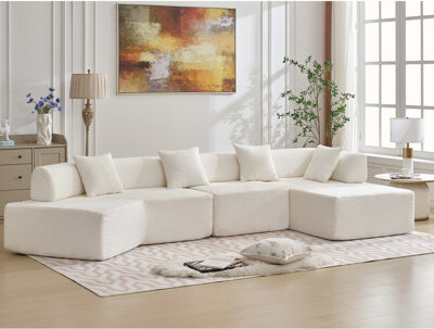 Latitude Run 140" Boucle Modular Sofa No Assembly Required - ShopStyle