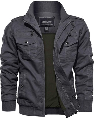 EKLENTSON Men's Cotton Windbreaker Jacket Military Zipper Bomber Cargo ...