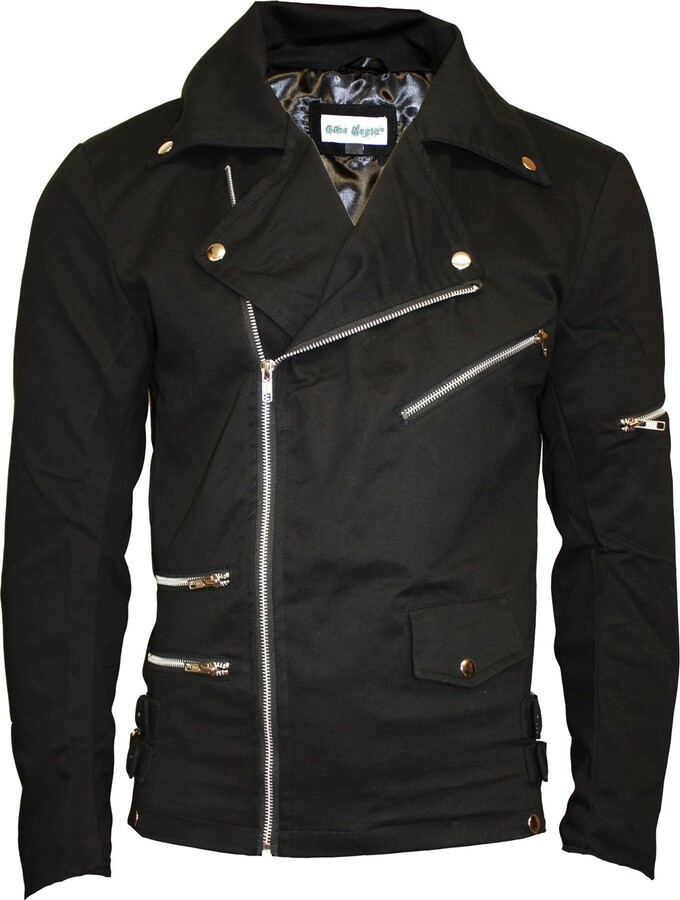 BLUE MAGIK Unisex Black Zip Up Biker Racing Style Classic Jacket Coat ...