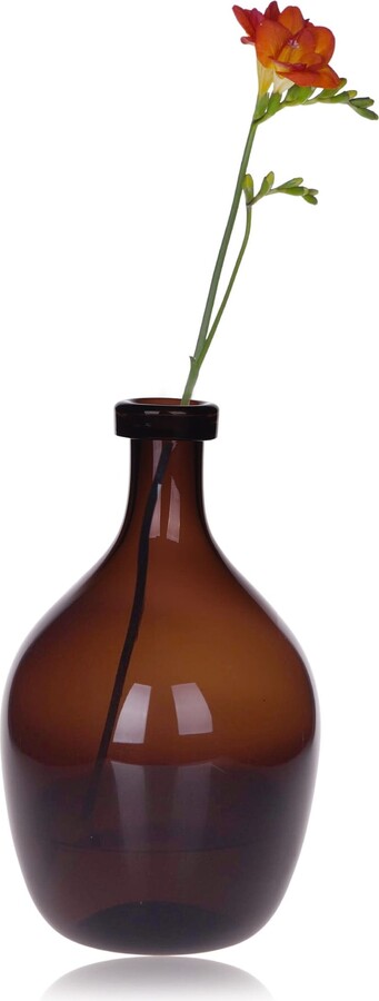 Earth & Table Glass Vase Decorative Centerpieces Dark Brown Color Hand ...
