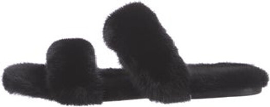 Saint Laurent Mink Slides - ShopStyle