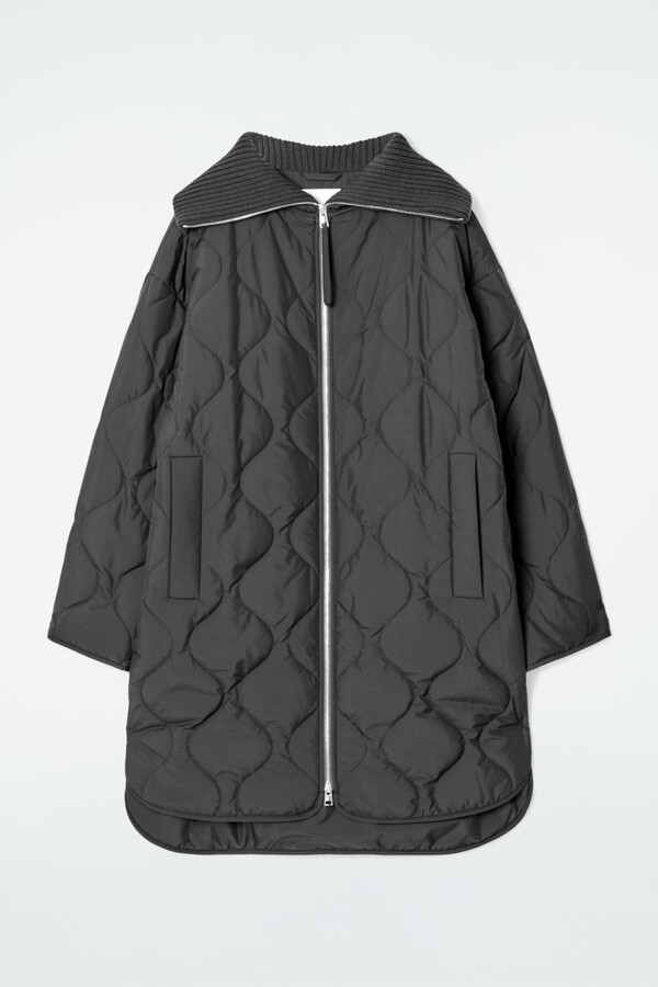 COS Ribbed-Collar Quilted Coat - ShopStyle