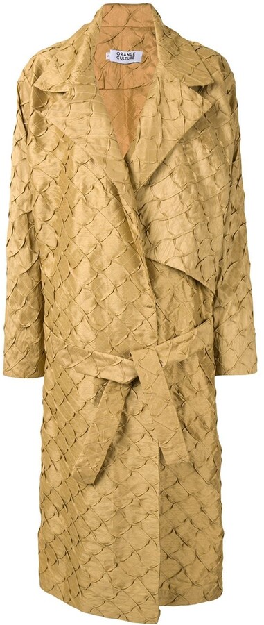 Orange Culture Geometric-Pattern Belted Jacket - ShopStyle