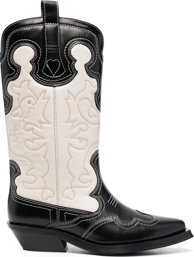 Ganni embroidered Western boots - ShopStyle