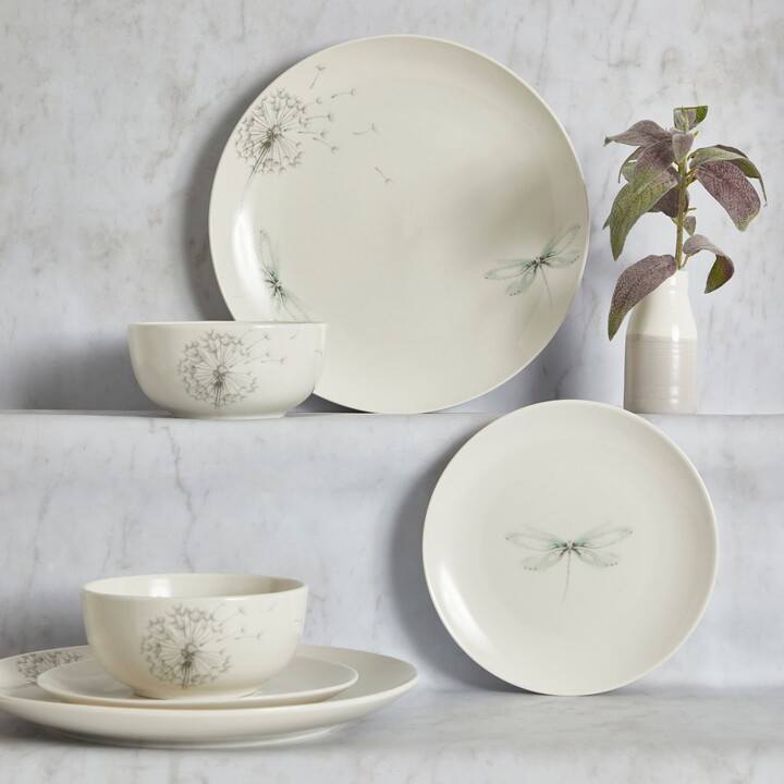 Dunelm Dragonflies 12 Piece Dinner Set Off-White - ShopStyle