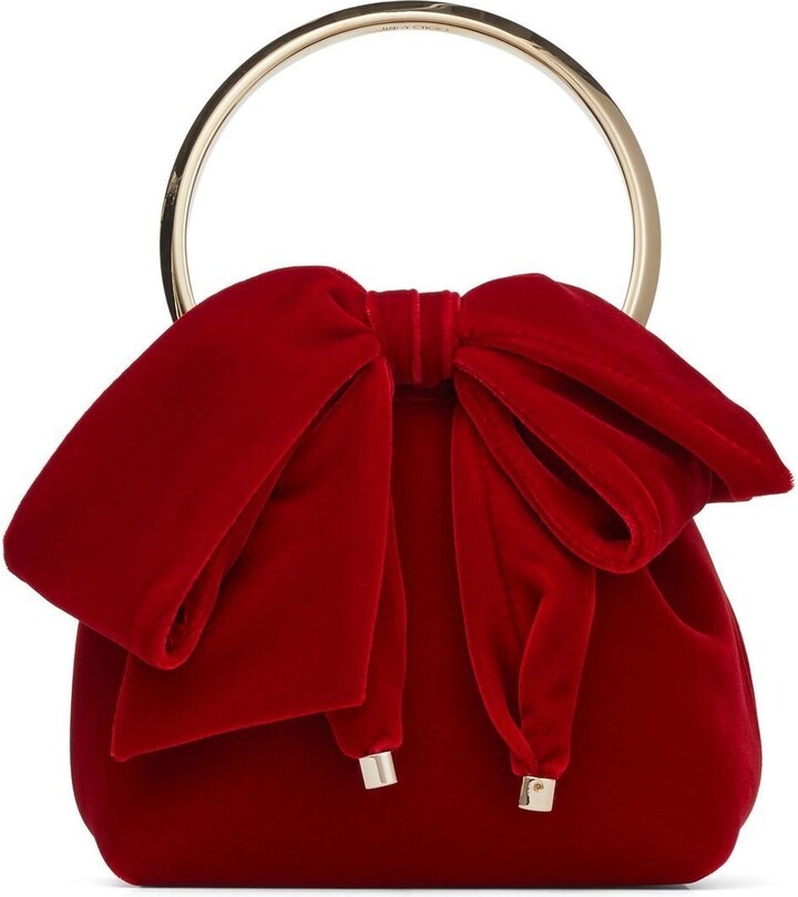 Jimmy Choo Red Bon Bon Velvet Bucket Bag - ShopStyle