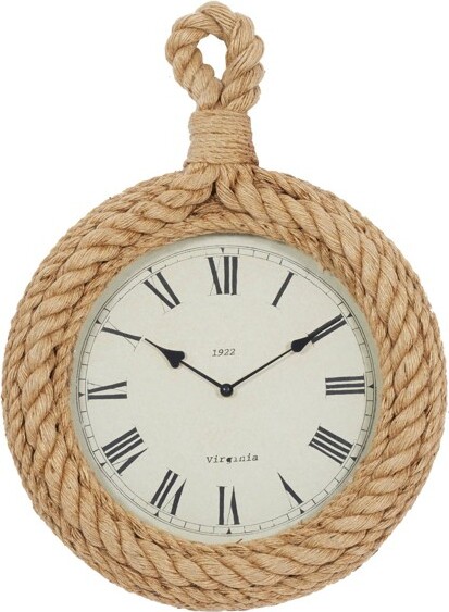 Jute Wall Clock with Rope Detailing Beige - Olivia & May: MDF Material ...