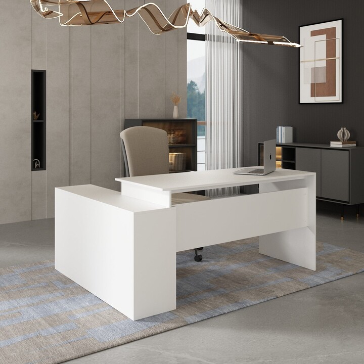 Timechee Office Computer Desk L Shaped Corner Desk Drawers Shelves ...