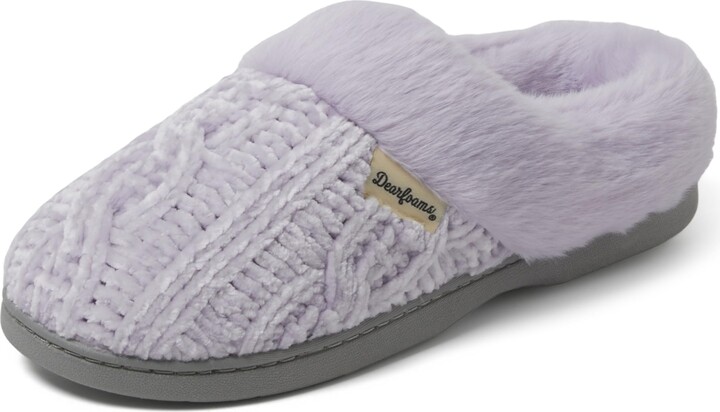Dearfoams Women's Fuzzy Memory Foam Cable Knit Claire Clog House ...