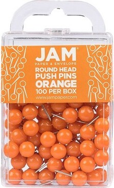 JAM Paper & Envelope JAM PAPER Round Head Push Pins Orange 100/Pack ...