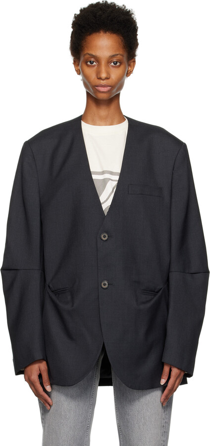 Ader Error Black Collarless Blazer - ShopStyle