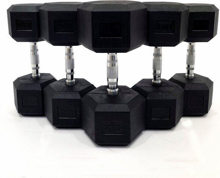 Rockbase Sports 12.5Kg Pair Heavy Weight Hexagonal Hex Dumbell Set With Metal Handles ...
