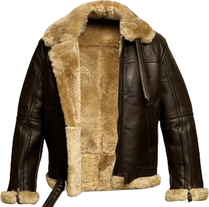 Generic Men's RAF Aviator Real Leather Jacket Coat Bomber B3 Sheep Skin ...