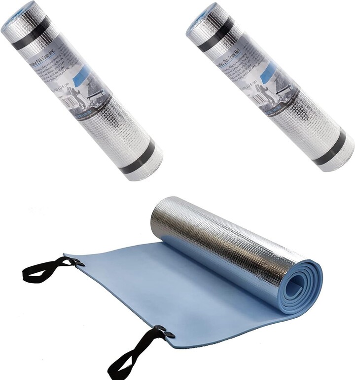 MANTRARAJ Foam Yoga & Camping Mat Set of 2 Waterproof Insulated Roll-Up ...