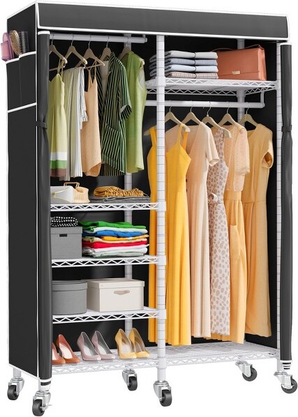 VIPEK R4C Rolling Garment Rack 6 Tiers White Metal Clothing Rack with ...